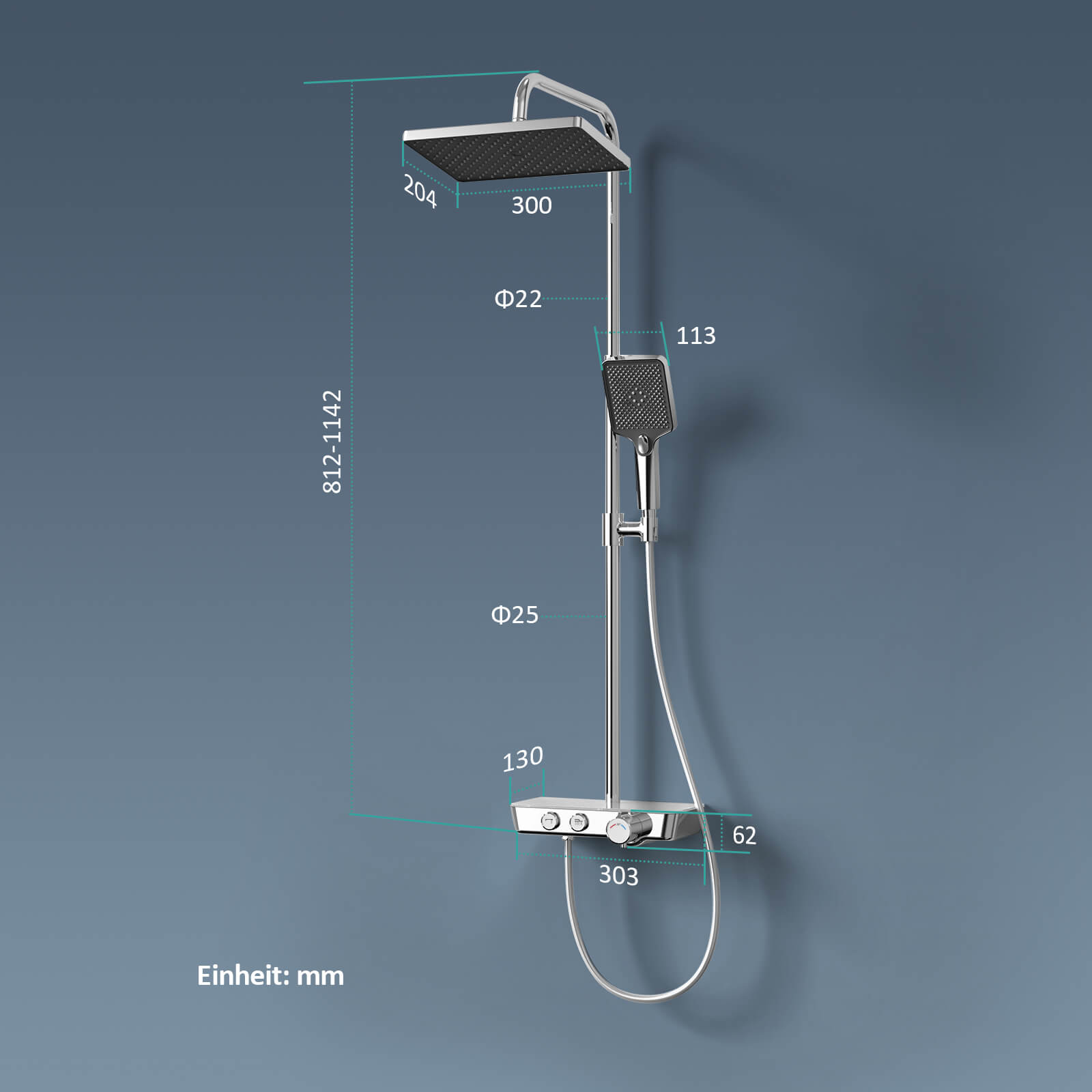F08 Colonne de douche thermostatique, Anthracite/Chrome | EMKE.FR – emke.fr