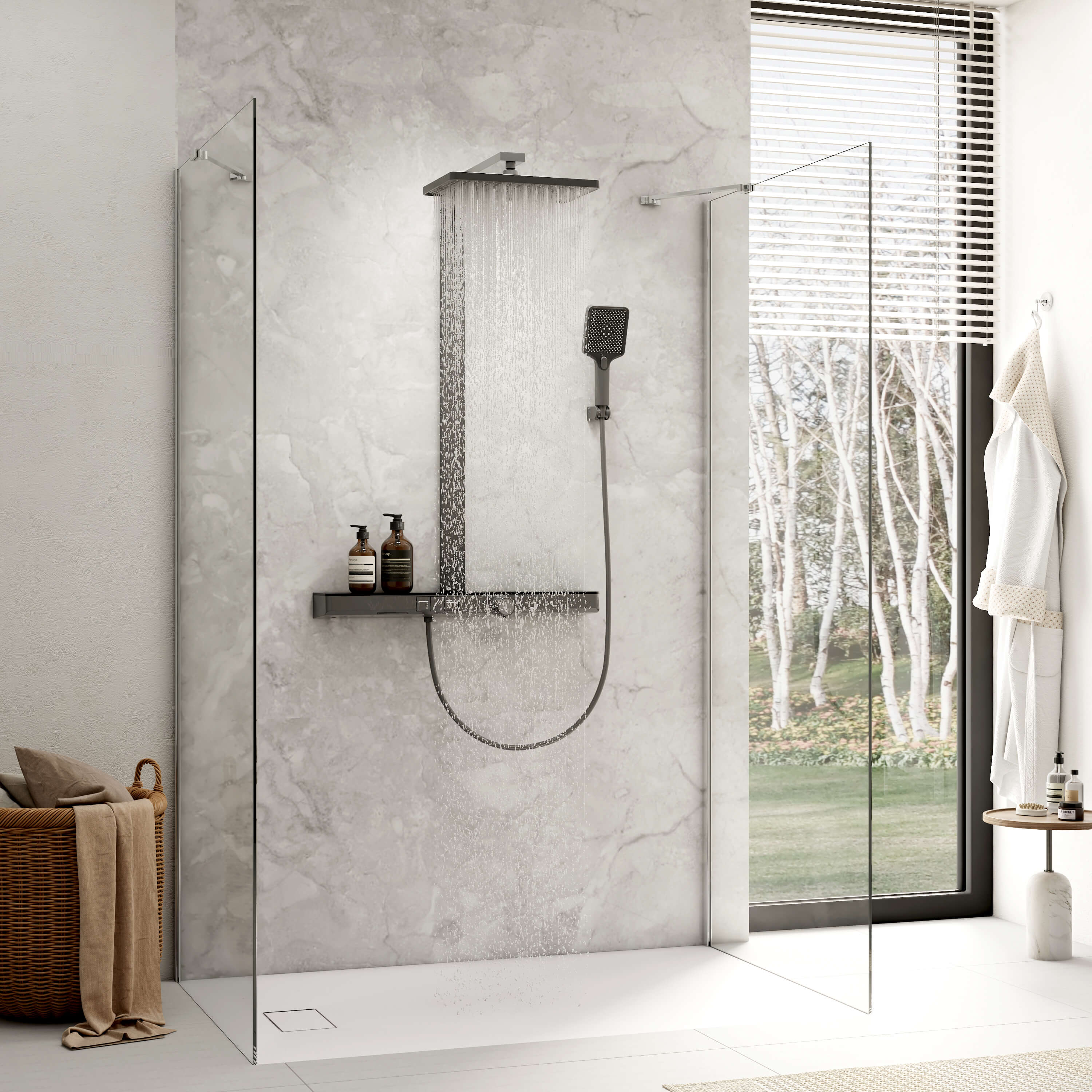 F13 Colonne de douche thermostatique 38°C avec tablette extra large ...